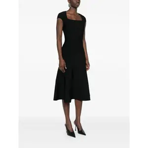 Alexander McQueen Cap Sleeve Flared Hem Dress