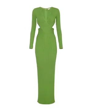 Elisabetta Franchi Openwork Knit Maxi Dress - Aloe