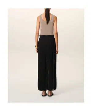 AMI Paris Pleated Maxi Skirt With Buckle Detail - Black