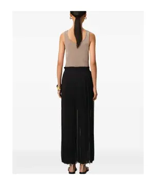 AMI Paris Pleated Maxi Skirt With Buckle Detail - Black