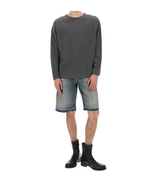 SUNFLOWER Super Wide Distressed Denim Shorts - Gray