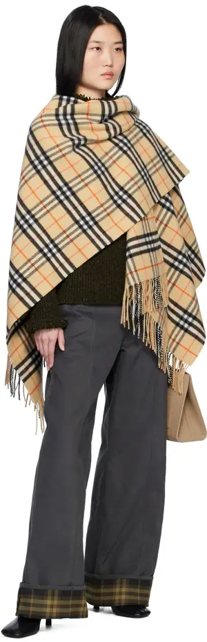 Burberry Checked Fringed-edge Cape
