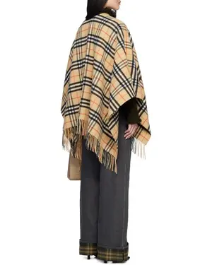 Burberry Checked Fringed-edge Cape