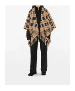 Burberry Checked Fringed-edge Cape