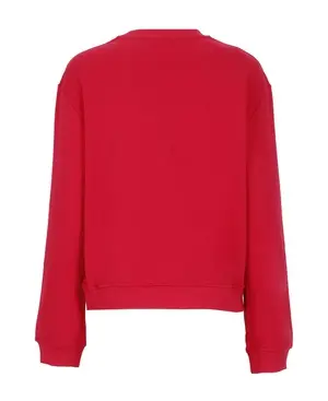 Moschino Round Neck Long Sleeve Pullover Sweater With Leopard Print Heart