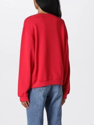 Moschino Round Neck Long Sleeve Pullover Sweater With Leopard Print Heart