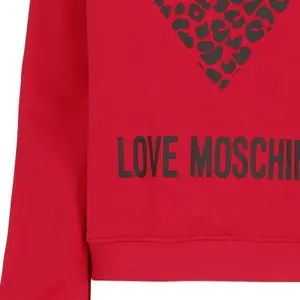 Moschino Round Neck Long Sleeve Pullover Sweater With Leopard Print Heart