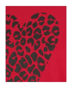 Moschino Round Neck Long Sleeve Pullover Sweater With Leopard Print Heart