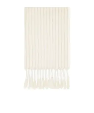 Brunello Cucinelli Sparkling Striped Double Knit Scarf - White