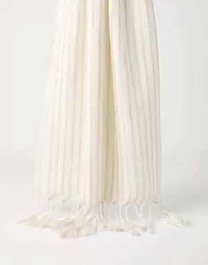 Brunello Cucinelli Sparkling Striped Double Knit Scarf
