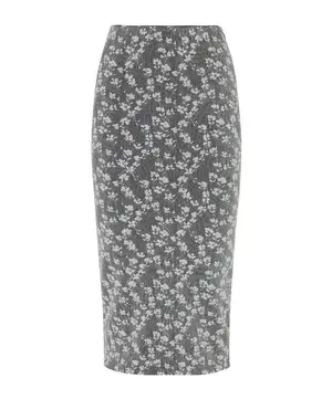 Fendi Floral Motif Layered Effect Midi Skirt - Black