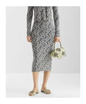 Fendi Floral Motif Layered Effect Midi Skirt - Black