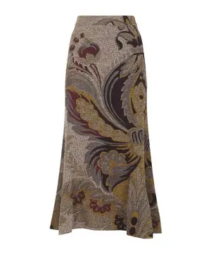 Etro Ribbed Floral-print Midi Skirt