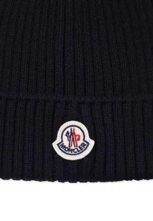 Moncler Logo Patch Beanie - Black