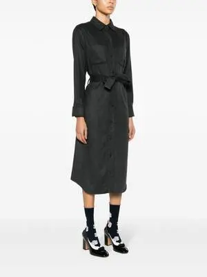 Thom Browne Belted Midi Shirt Dress - Black