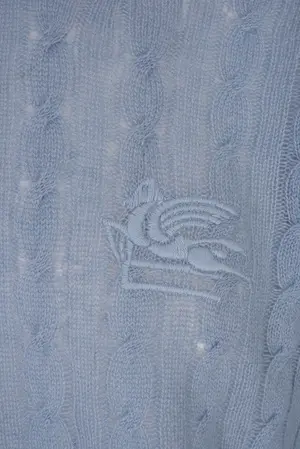 Etro Logo Embroidered Cable-knit Crewneck Jumper