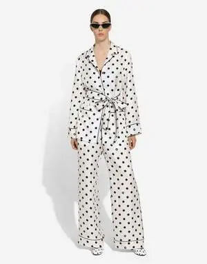 Dolce & Gabbana Polka Dot Printed Silk Pajama Shirt