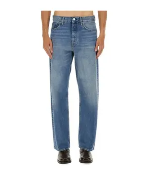 SUNFLOWER Logo Patch Loose Fit Jeans - Blue