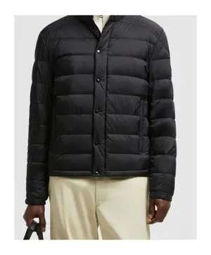 Moncler Quilted Logo Patch Down Jacket - Black