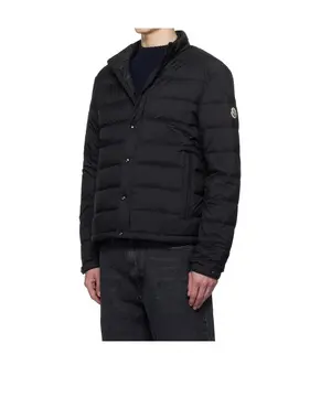 Moncler Quilted Logo Patch Down Jacket - Black