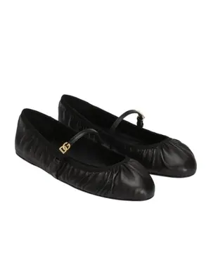 Dolce & Gabbana Dg Logo Plaque Ballet Flats - Black