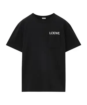 Loewe Logo Embroidered Crewneck T-shirt - Black