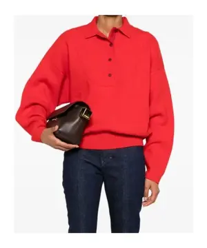 Jacquemus Ribbed Hem Long-sleeved Polo Sweater - Red