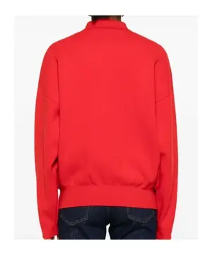 Jacquemus Ribbed Hem Long-sleeved Polo Sweater - Red