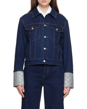 Alexander Wang Crystal-embellished Cropped Denim Jacket