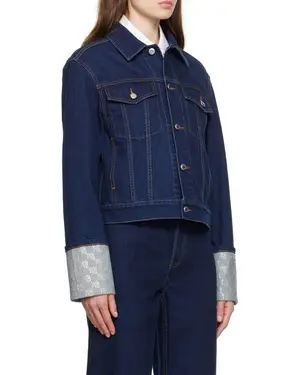 Alexander Wang Crystal-embellished Cropped Denim Jacket