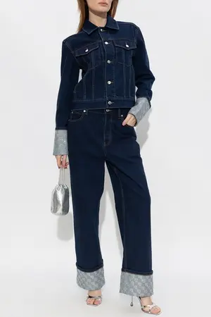 Alexander Wang Crystal-embellished Cropped Denim Jacket