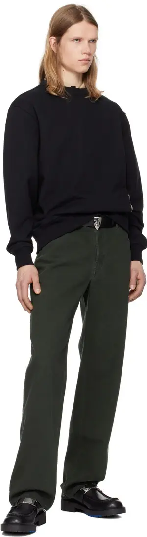 Burberry Crewneck Sweatshirt With Checked Label Appliqu - Black