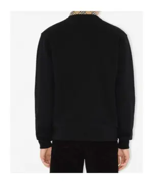 Burberry Crewneck Sweatshirt With Checked Label Appliqu - Black