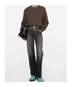 Acne Studios Ribbed Crew Neck Knitted Sweater - Walnut Brown