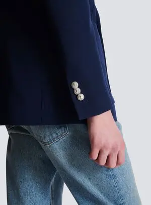 Balmain Double Breasted Long Sleeved Blazer - Navy