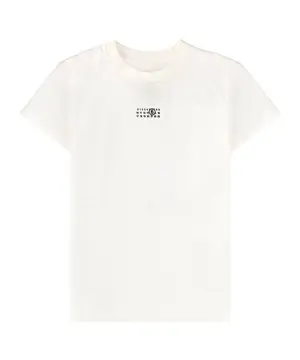 MAISON MARGIELA Short Sleeve Crewneck T-shirt With Numeric Signature Patch - White