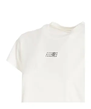 MAISON MARGIELA Short Sleeve Crewneck T-shirt With Numeric Signature Patch - White
