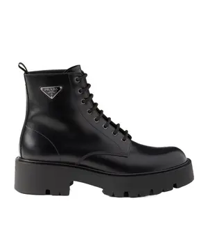 Prada Lace-up Combat Boots With Logo Detail