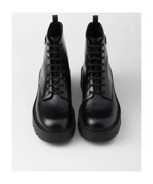Prada Lace-up Combat Boots With Logo Detail