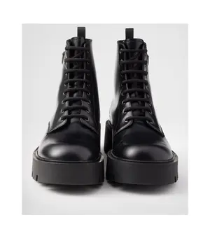 Prada Lace-up Combat Boots With Logo Detail