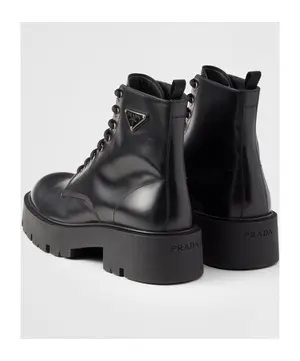 Prada Lace-up Combat Boots With Logo Detail