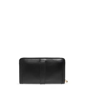 Versace Logo Detailed Zipped Wallet - Black