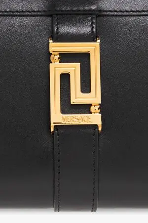 Versace Logo Detailed Zipped Wallet - Black