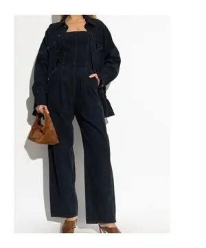 AGOLDE Peplum Denim Jacket With Ruffled Hem - Black