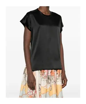 Pinko Cap Sleeve Satin Blouse - Black