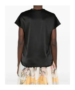 Pinko Cap Sleeve Satin Blouse - Black