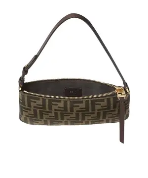 Fendi Ff Jacquard Flat Baguette Pouch - Brown