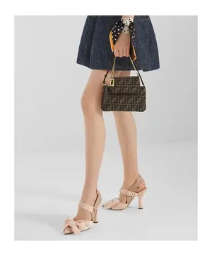 Fendi Ff Jacquard Flat Baguette Pouch - Brown