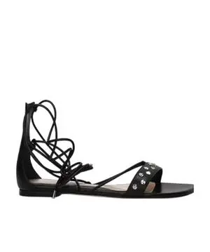 Alexander McQueen Studded Flat Lace-up Sandals - Black