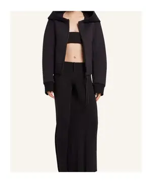 COURREGES Zip-up Hooded Cocoon Jacket - Black
